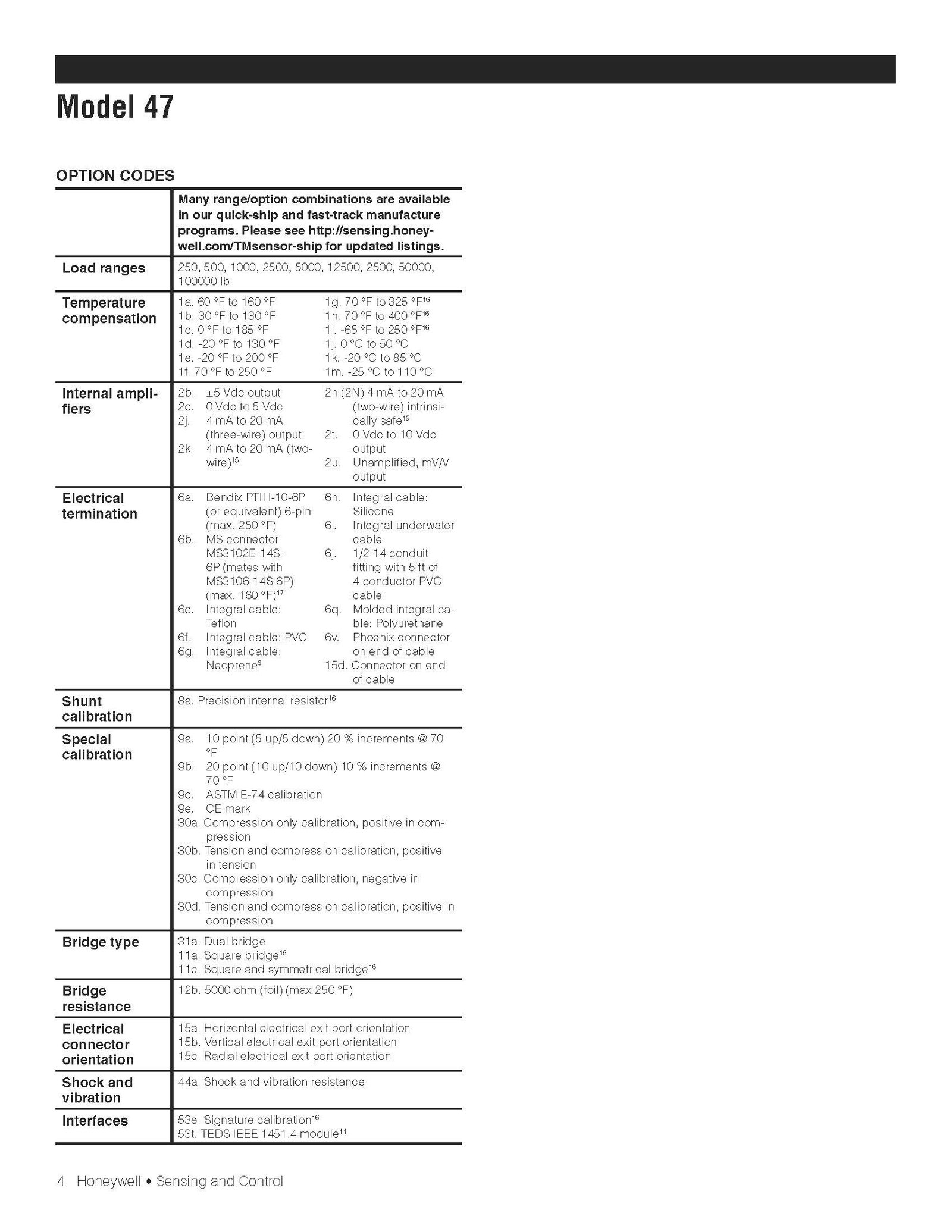 Honeywell / Model 47 / Fatigue Rated Ultra Precision Universal Load ...