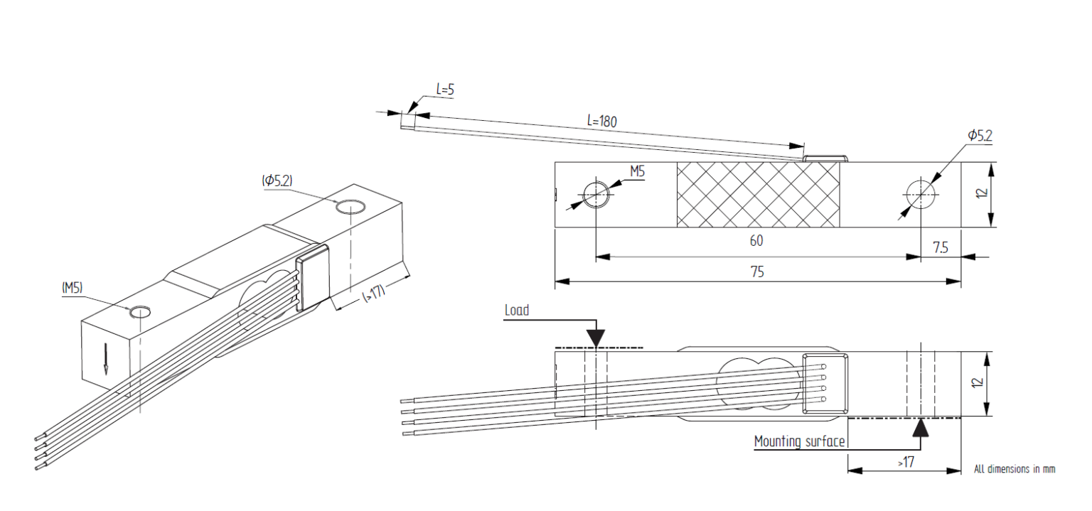 scaime / BEF Low cost single point load cell, 3 kg … 5 kg - (주)카스스케일코리아